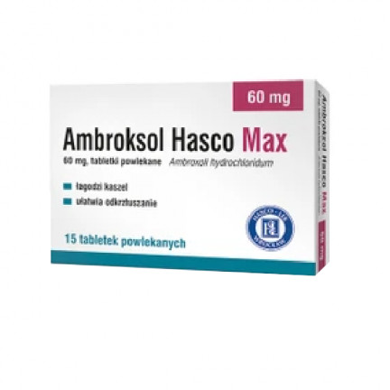 Ambroksol Hasco Max 60 mg, 15 tabletek powlekanych | Apteline.pl