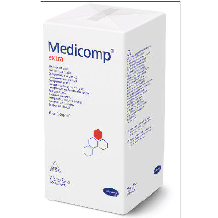 Medicomp Extra 4W, 7,5 cm x 7,5 cm, kompresy niejałowe z włókniny, 100 ...