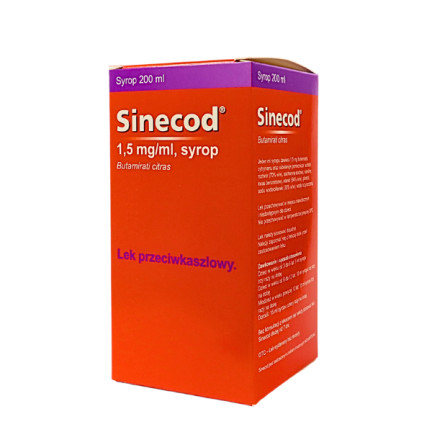 Sinecod 1,5 mg/ml, syrop, 200 ml (import równoległy Inpharm) | Apteline.pl