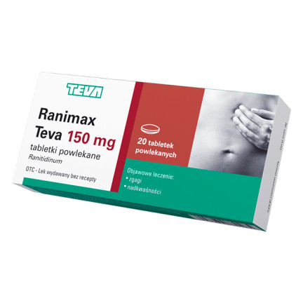 Ranimax Teva, 150 mg, 20 tabletek powlekanych | Apteline.pl