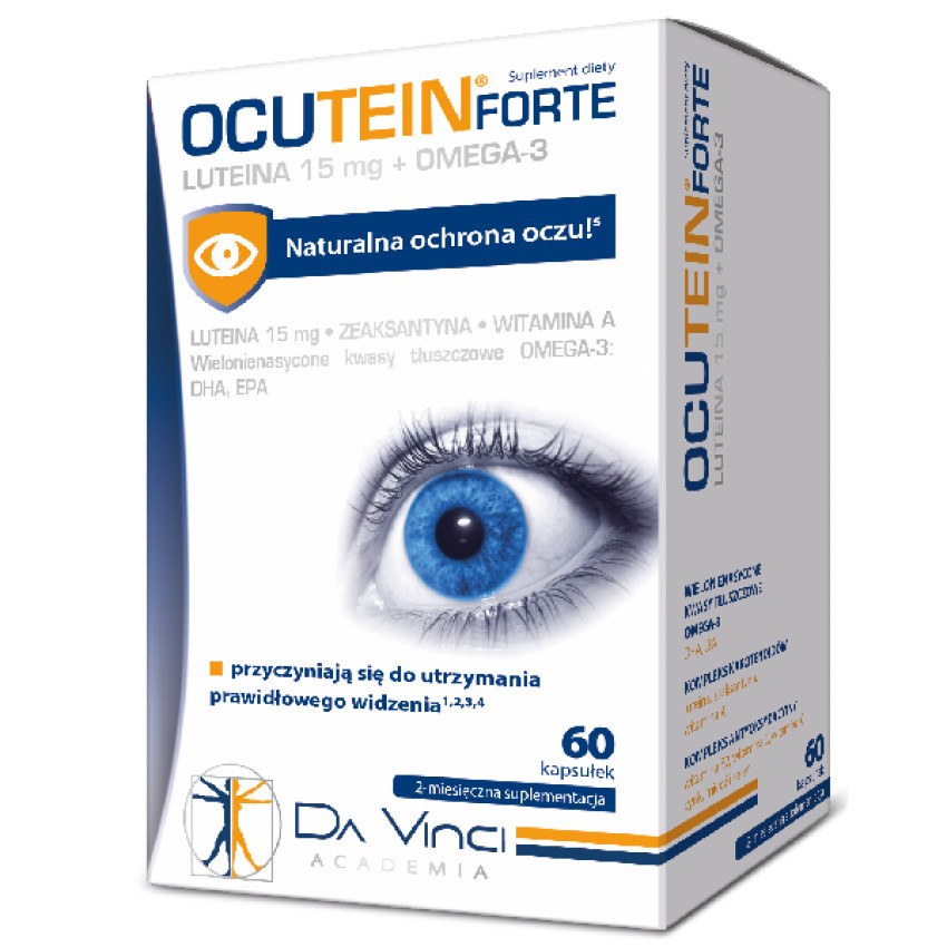 Ocutein Forte Luteina 15 mg + Omega-3, 60 kapsułek | Apteline.pl