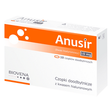 Anusir, 10 czopków doodbytniczych z kwasem hialuronowym | Apteline.pl