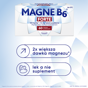 Magne B6 Forte, 100 mg + 10 mg, 60 tabletek powlekanych | Apteline.pl