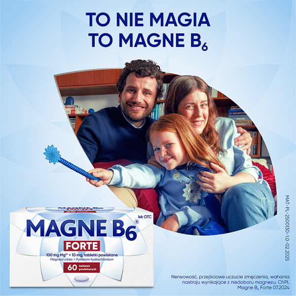 Magne B6 Forte, 100 mg + 10 mg, 60 tabletek powlekanych | Apteline.pl