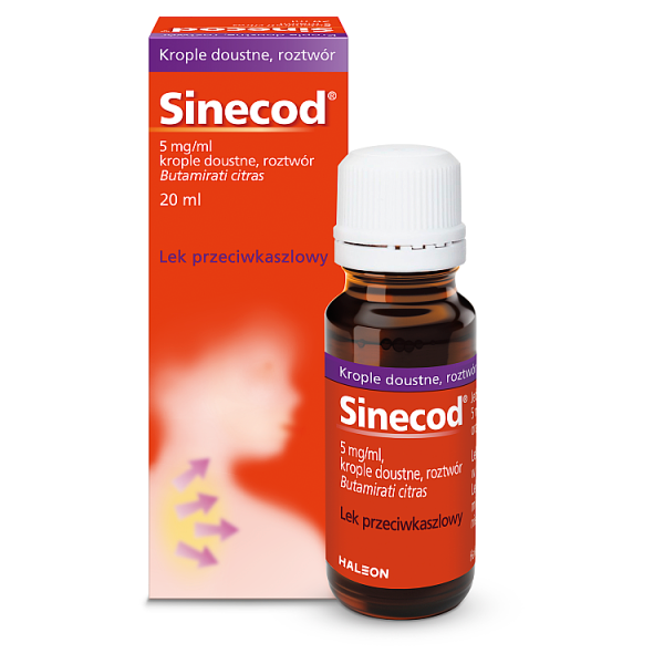 Sinecod 5 mg/ml, krople doustne, 20 ml cena, ulotka, opinie | Apteline.pl