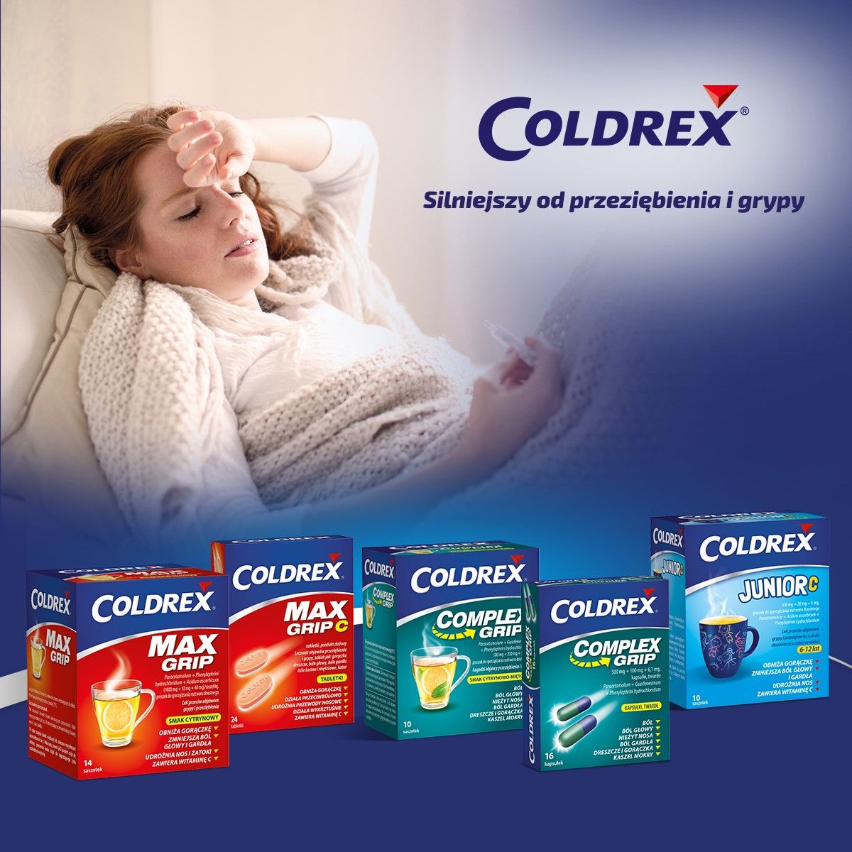 Coldrex MaxGrip, smak cytrynowy, 14 saszetek | Apteline.pl