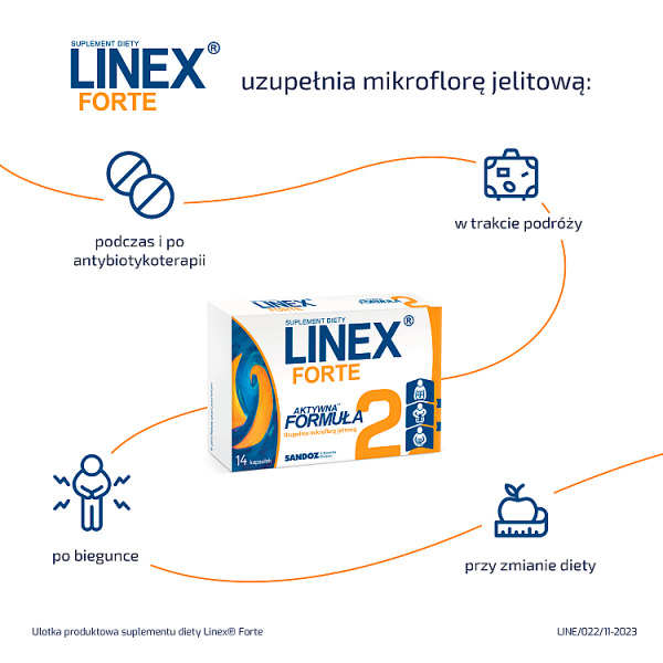 Linex Forte, probiotyk, 28 kapsułek, cena, opinie | Apteline.pl