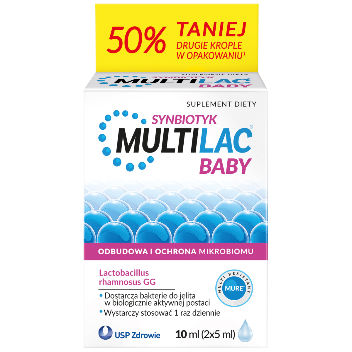 Multilac baby, synbiotyk dla dzieci, krople, 2 x 5 ml, cena | Apteline.pl
