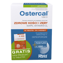 Ostercal 1250 D, 60 tabletek, C 500 Forte gratis | Apteline.pl