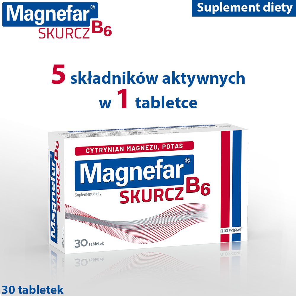 Magnefar B6 Skurcz, 30 tabletek powlekanych | Apteline.pl