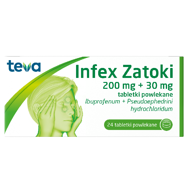 Infex Zatoki 200 mg + 30 mg, 24 tabletki powlekane | Apteline.pl