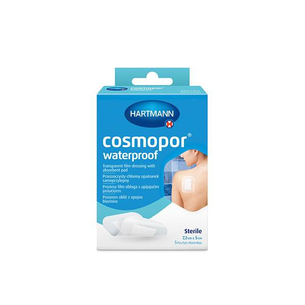 Cosmopor Waterproof, 7,2 cm x 5 cm, wodoodporny opatrunek chłonny, 5 ...