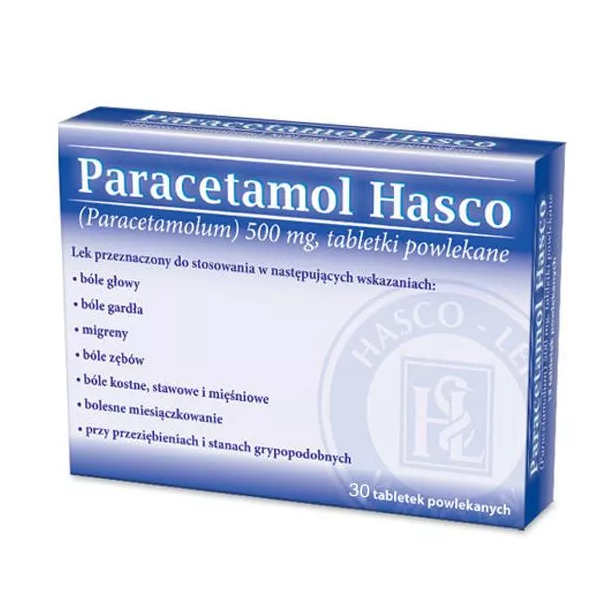 Paracetamol Hasco 500 mg, 30 tabletek powlekanych | Apteline.pl